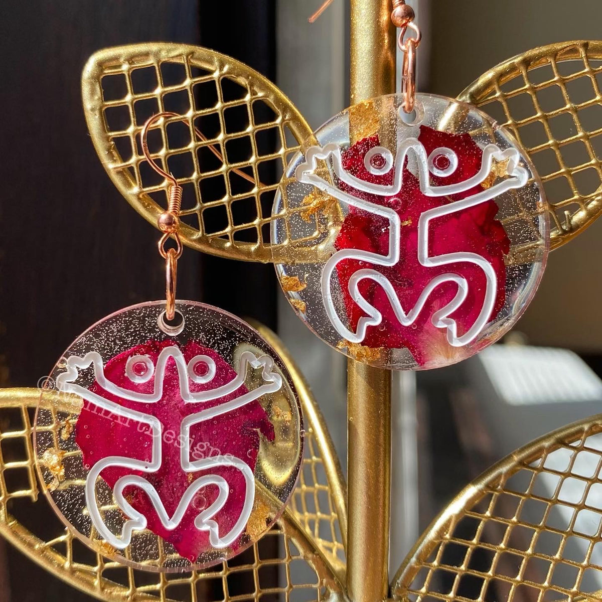 Small Taino Gold Leaf Rose Earrings – NamArt Designs