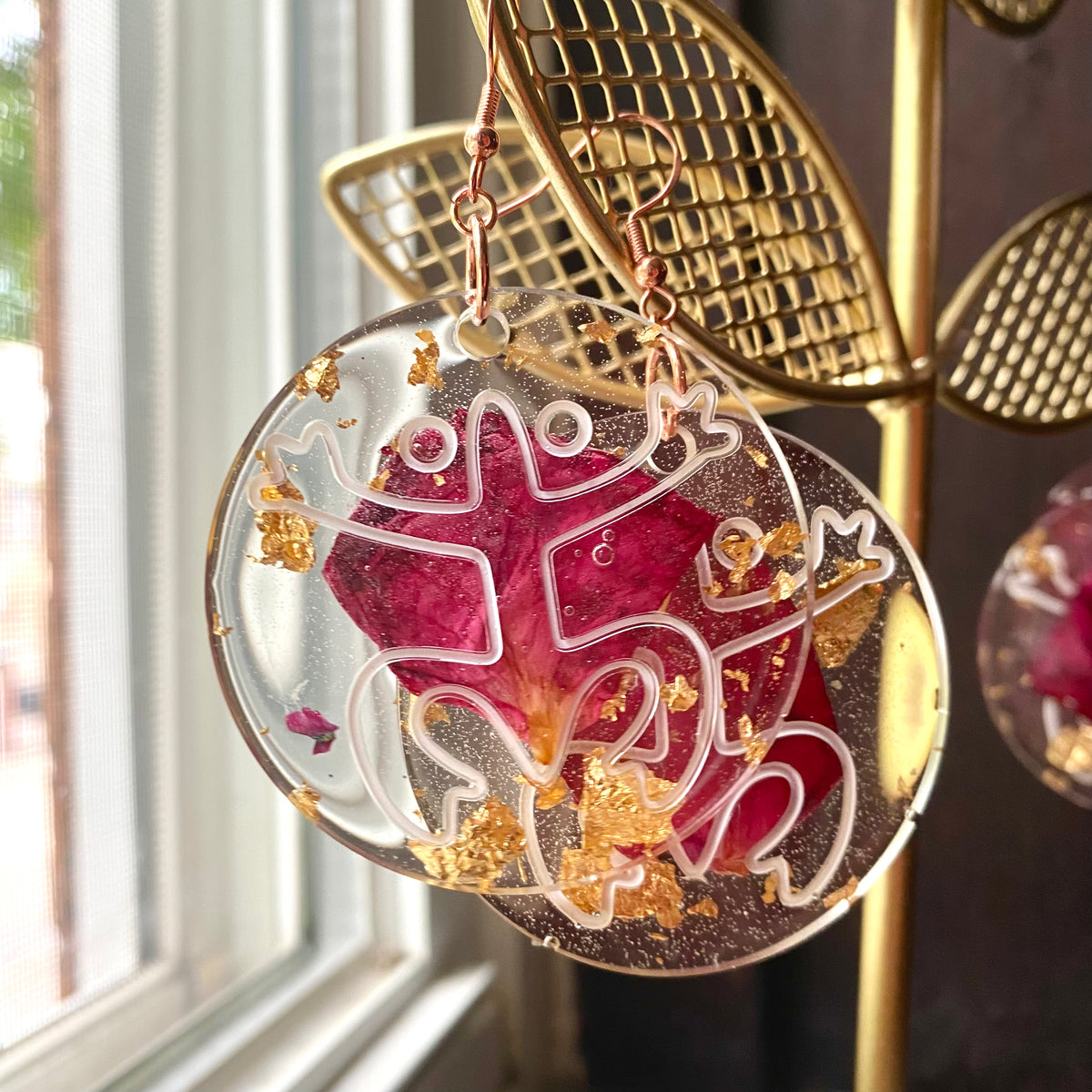 Taino Gold Leaf Rose Earrings – NamArt Designs